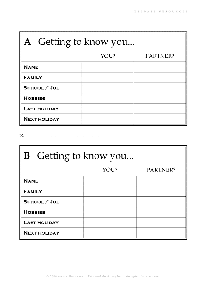 Getting to Know You and Introductions | Eslbase