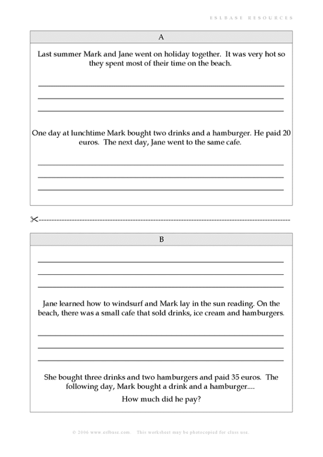 Free TEFL Worksheets, Activities & Lesson Plans | Eslbase.com