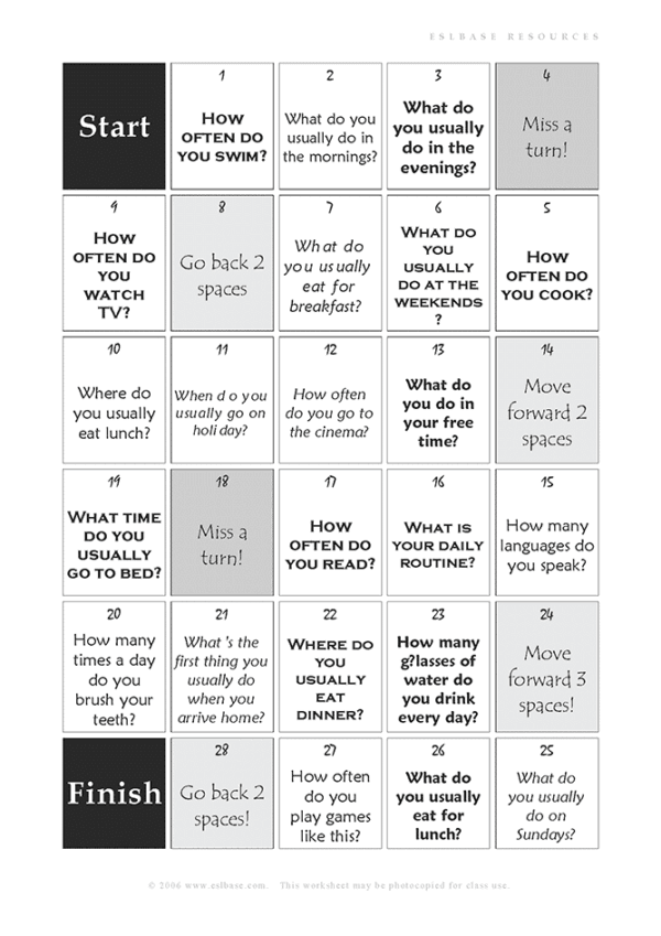 Present Simple Board Game – Fun ESL Grammar Activity | Eslbase