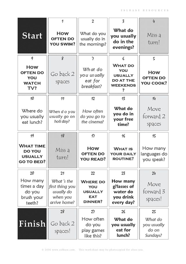 Present Simple Board Game – Fun ESL Grammar Activity | Eslbase