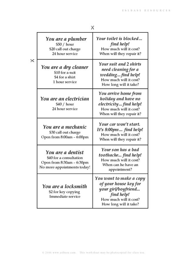 Free TEFL Worksheets, Activities & Lesson Plans | Eslbase.com