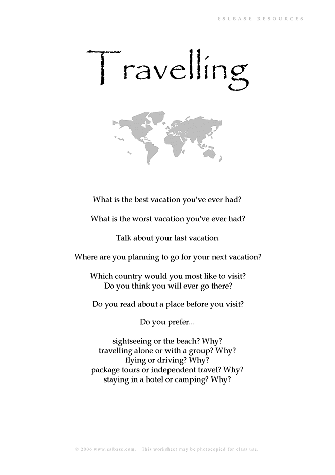 Free TEFL Worksheets, Activities & Lesson Plans | Eslbase.com